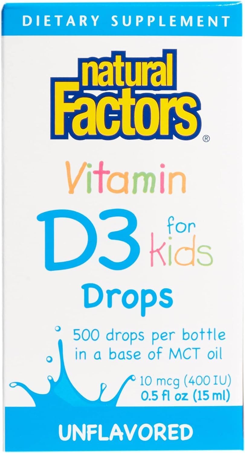 Natural Factors, Vitamin D3 Drops 400 IU (10 mcg) for Kids, Supports S ...