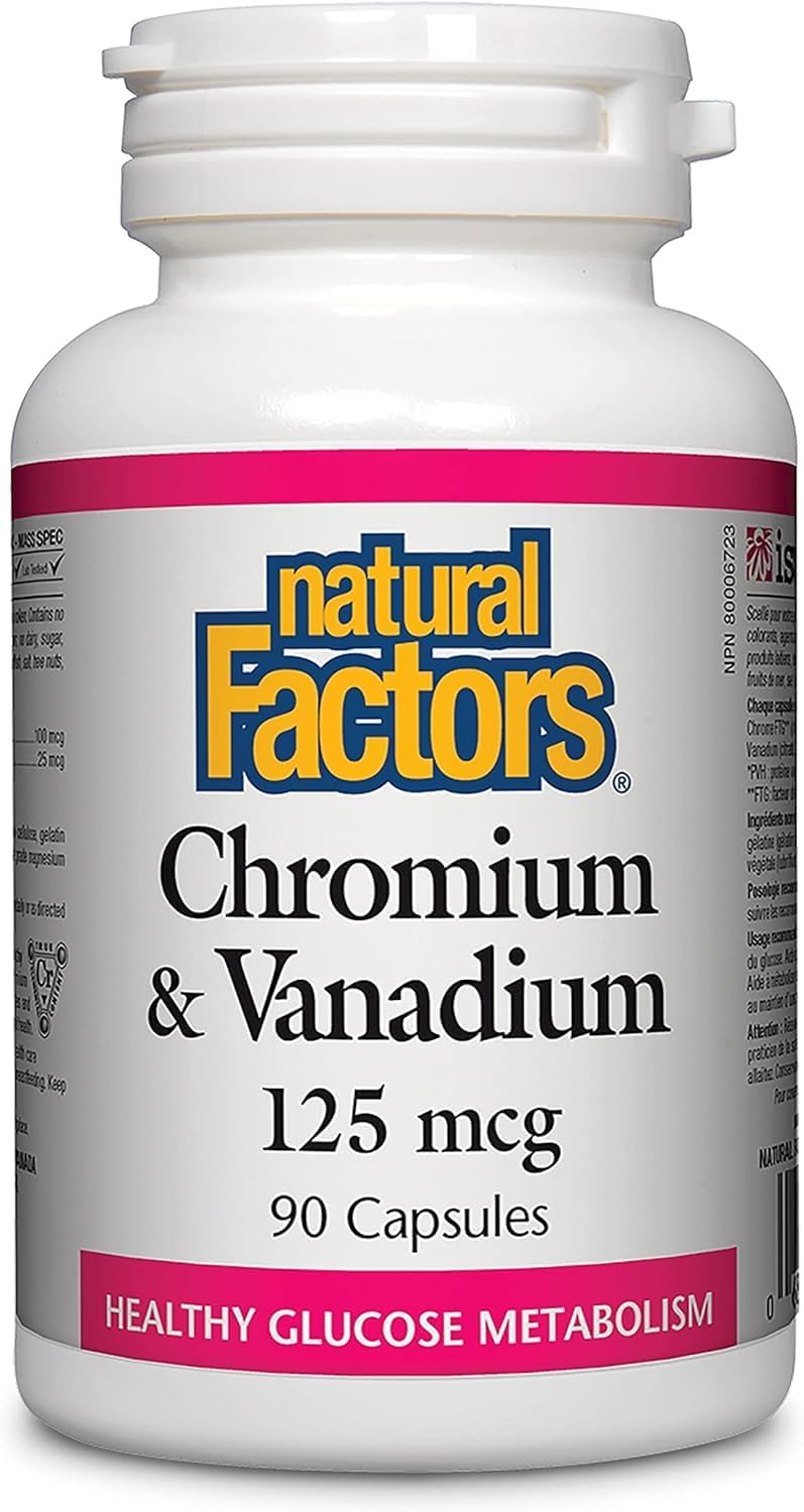 Natural Factors, Chromium & Vanadium 125 mcg, Supports Healthy Metabol ...