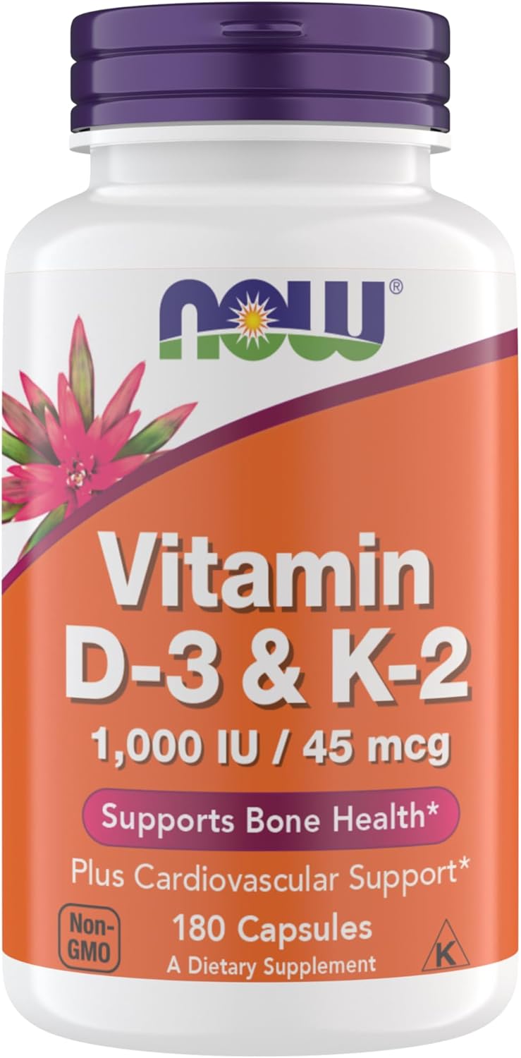 Now Supplements Vitamin D3 K2, 1,000 IU/45 mcg, 180 Capsules – Highland ...