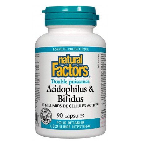 Natural Factors Acidophilus & Bifidus, Double Strength, 10 Billion Act ...