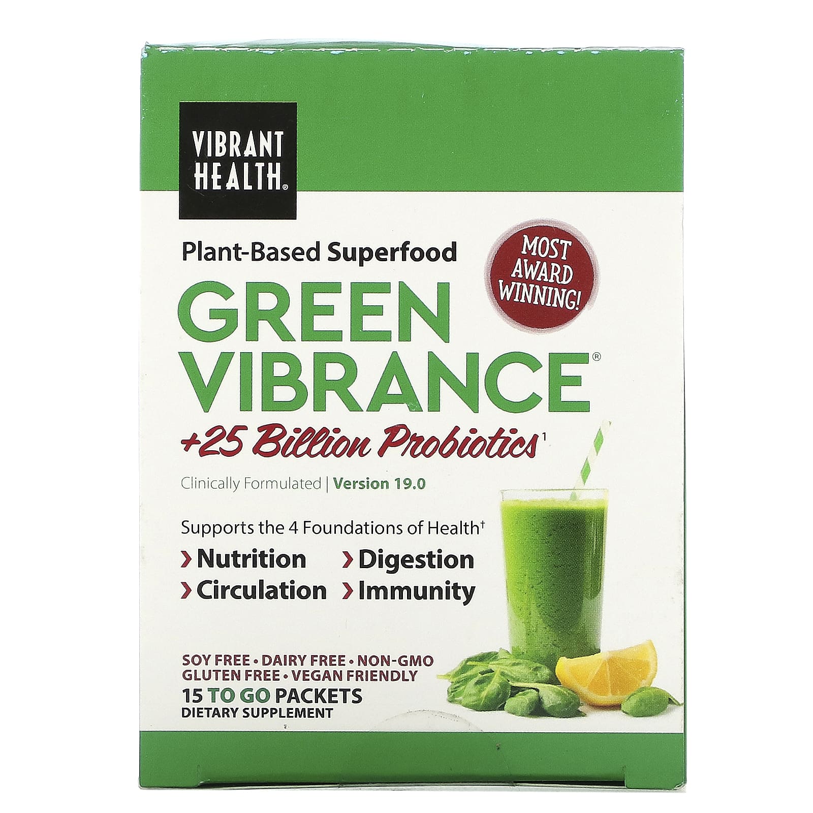 Vibrant Health - Green Vibrance Packets, 15 Packets (6.26 oz ...