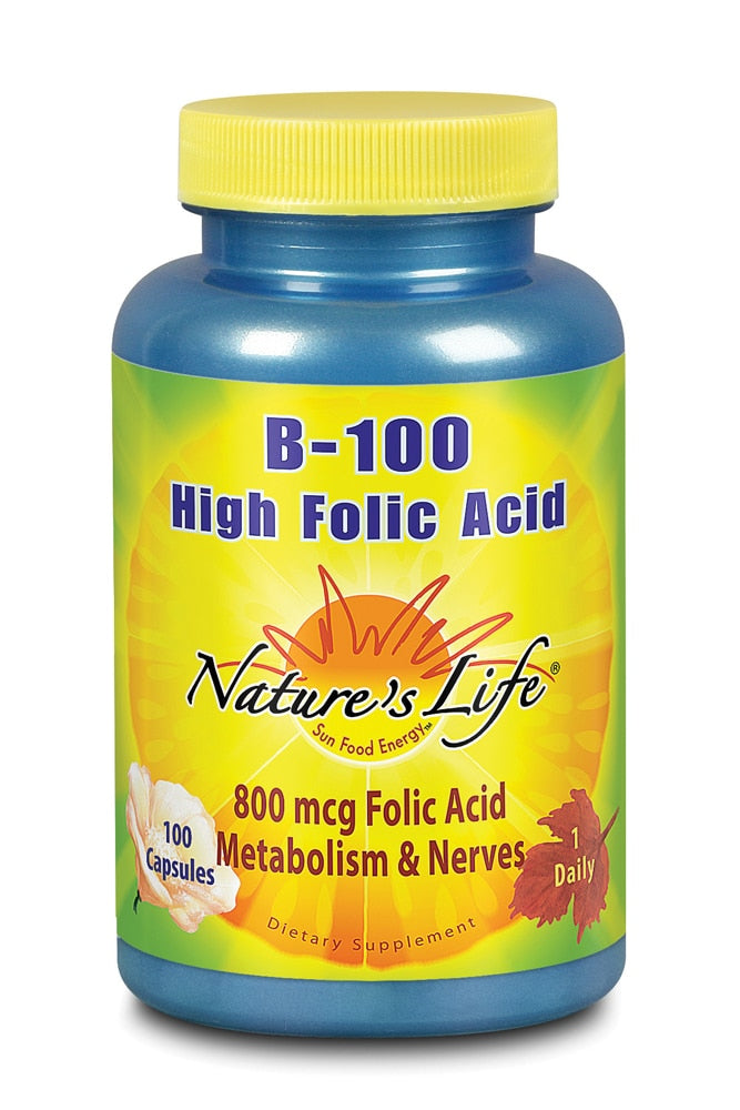Nature's Life Vitamins & Minerals B100 High Folic Acid 800 Mcg ...