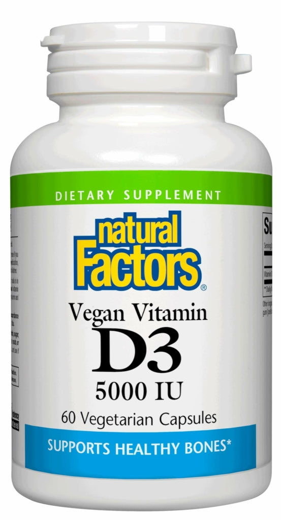 Natural Factors Vegan Vitamin D3 125 Mcg 5, 000 IU, 60 Capsules ...