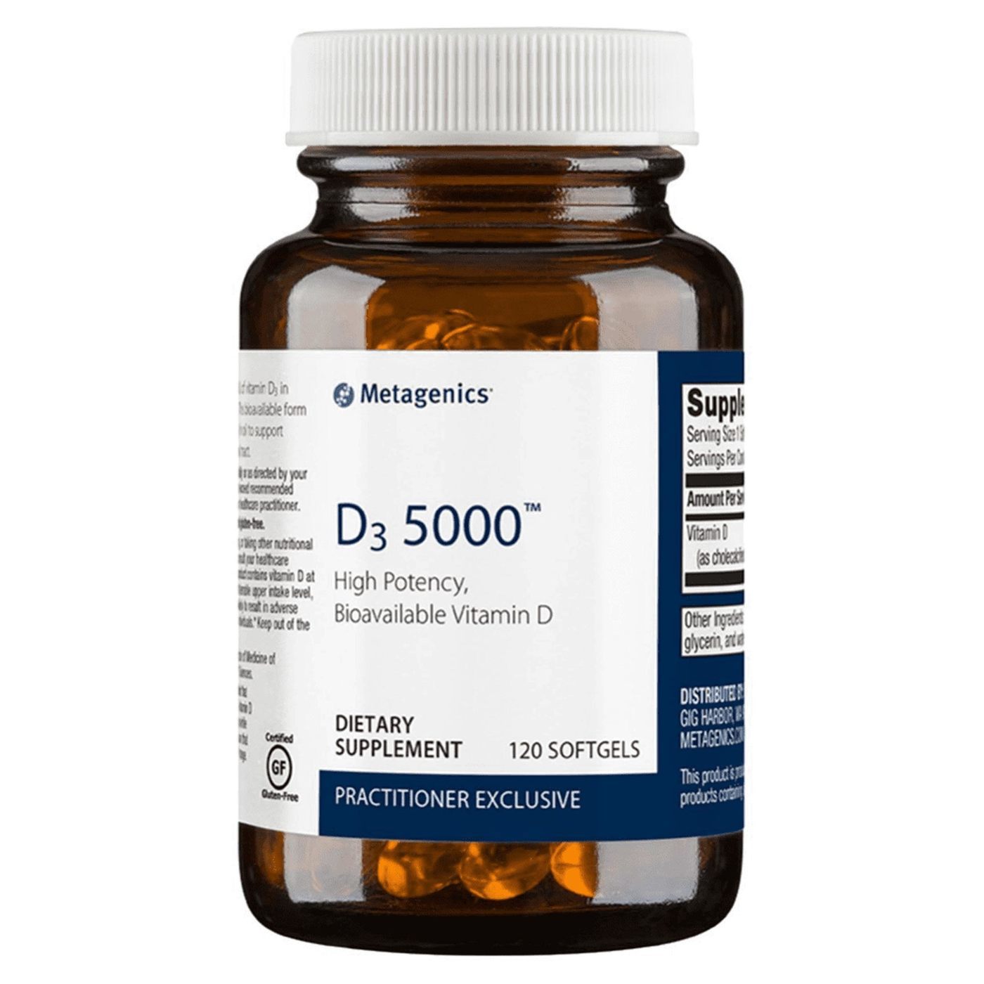 Metagenics D3 Bio Vitamin D High Potency 5000 IU - 120 Softgels ...