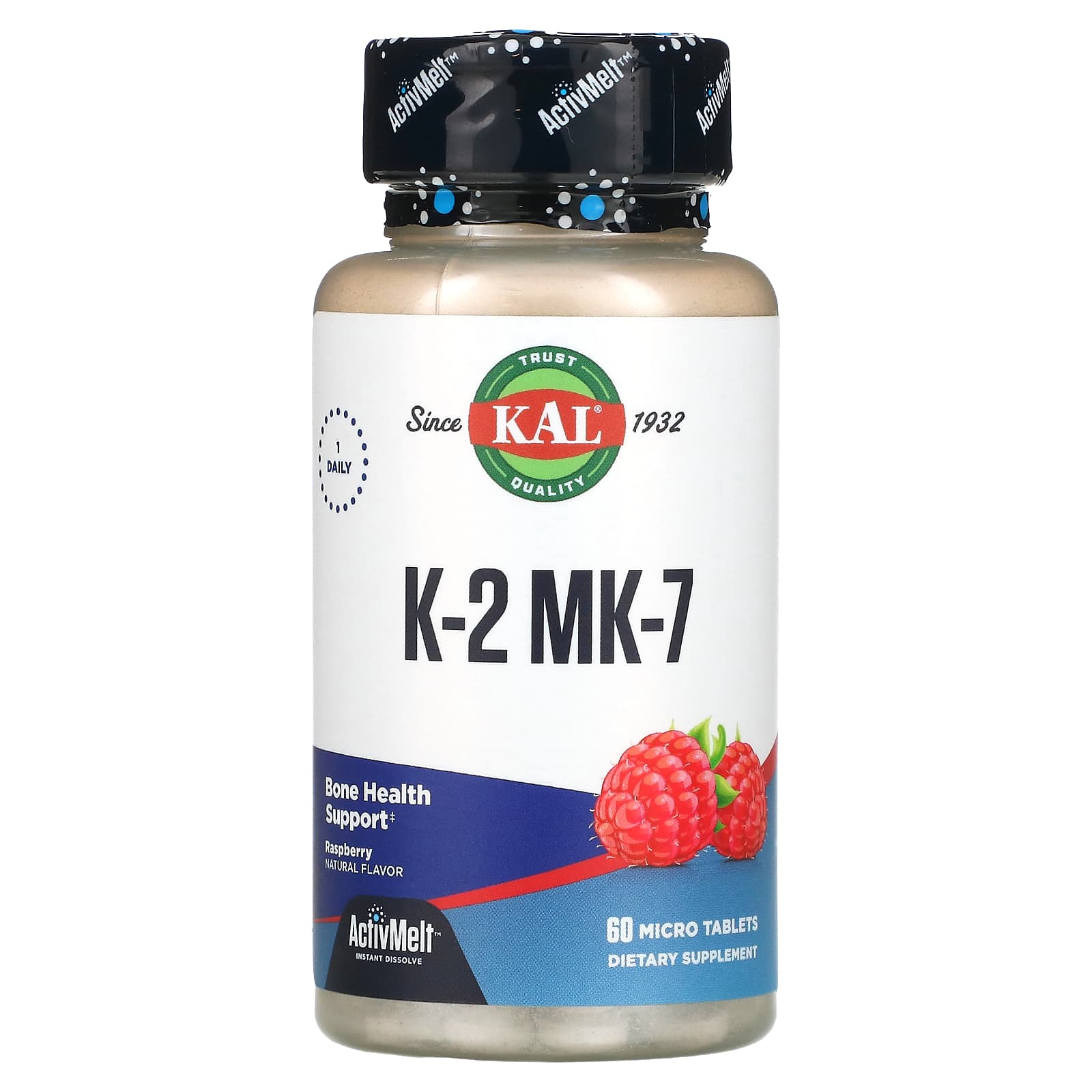 KAL Vitamin K-2 MK-7 ActivMelt | Natural Raspberry Flavor | Bone & Car ...